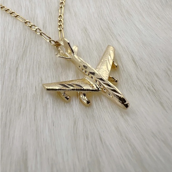 Jewelry | 14k Solid Yellow Gold Airplane Charm Pendant Aviation Flight ...